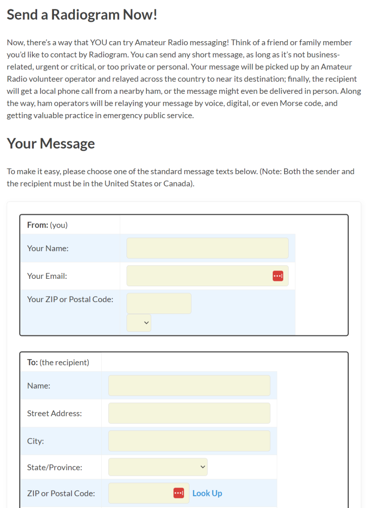 Radiogram Portal – Functional Specification – NTS
