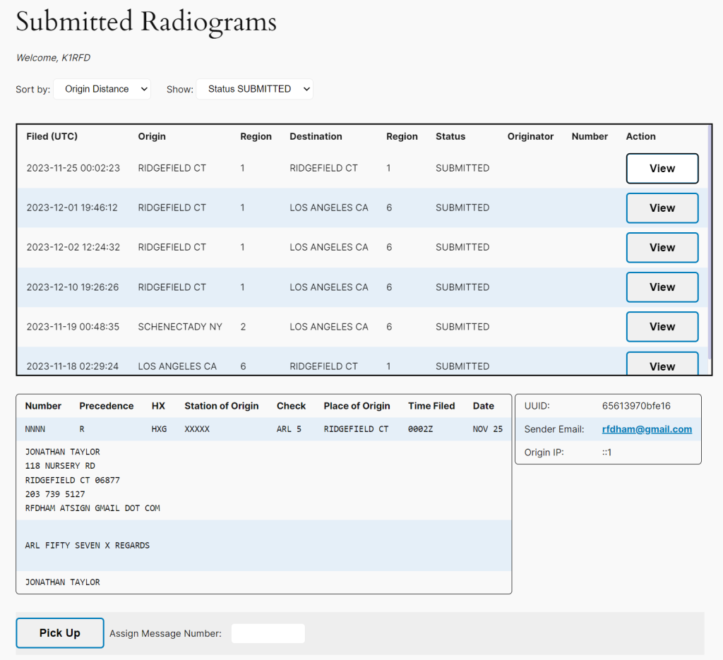 Radiogram Portal – Functional Specification – NTS