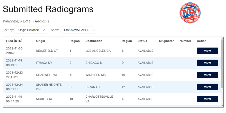 Radiogram Portal Quick Start – NTS