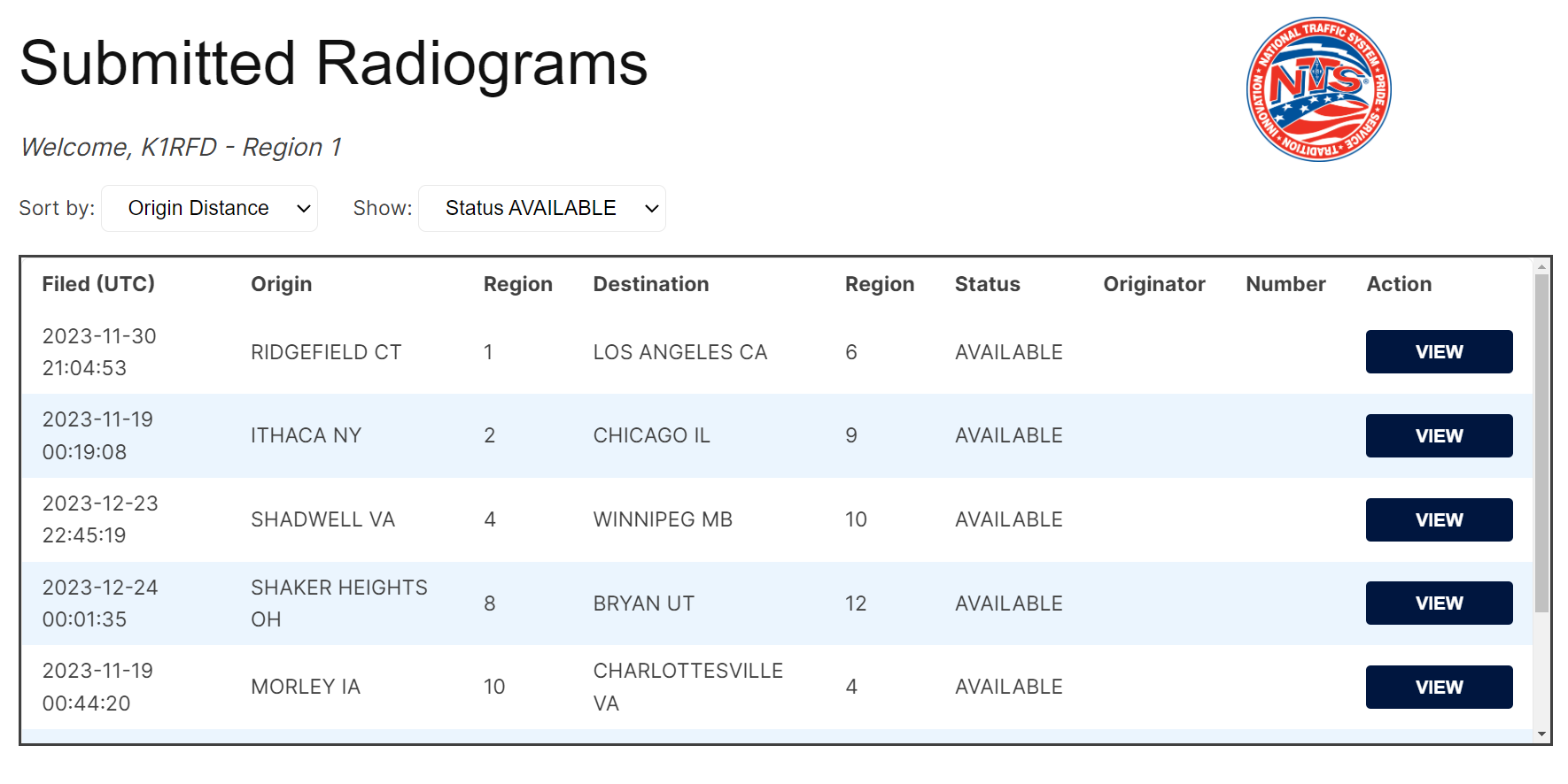 Radiogram Portal Quick Start – NTS