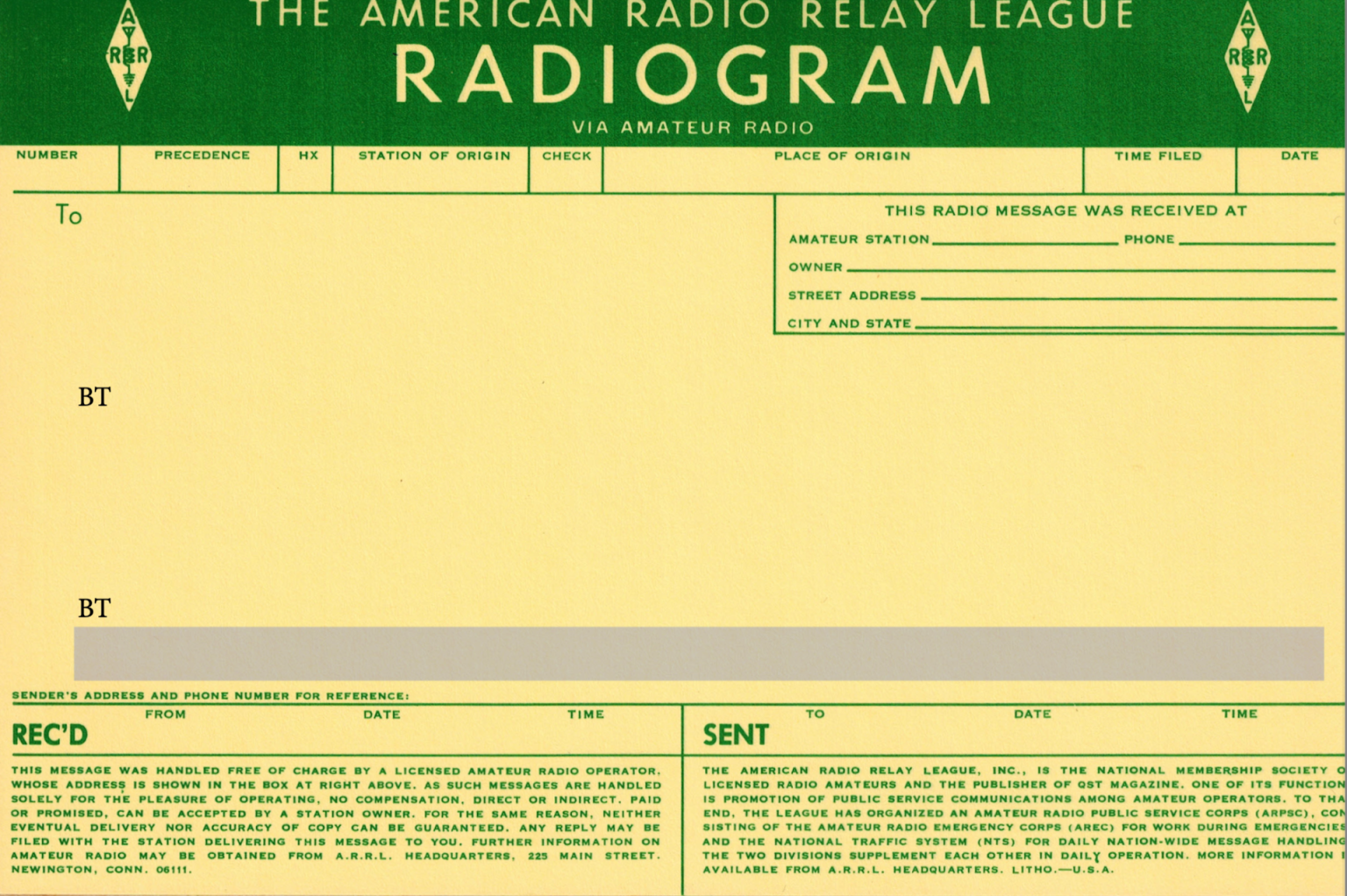 Fillable Radiogram Form – NTS